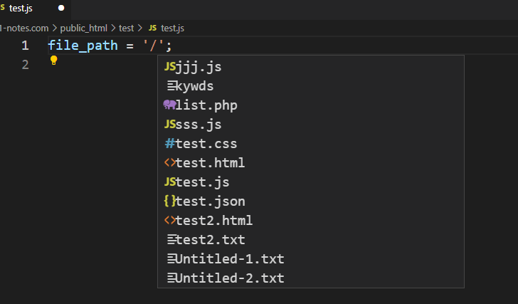 Visual Studio Code | ファイル名を予測しオートコンプリートする拡張機能「Path Intellisense」 | 1 NOTES
